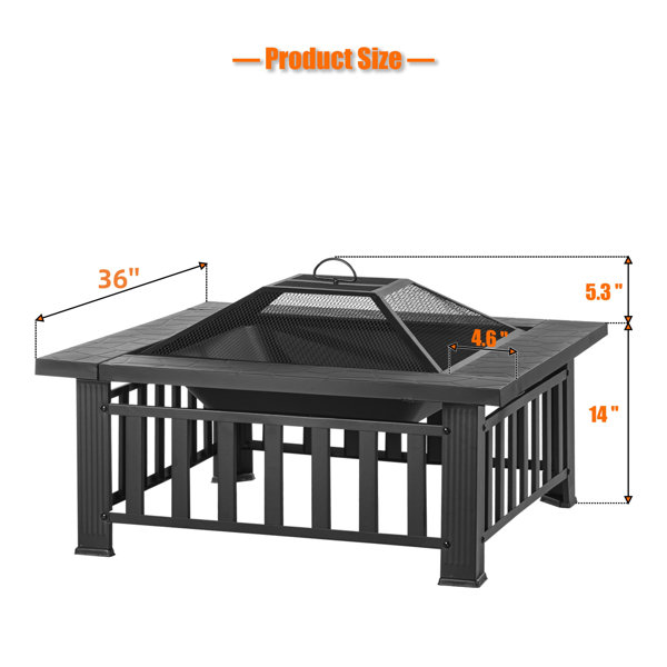 outvue Econook 36 Inch Fire Pit, Square Outdoor Fire Pit Table With ... outvue Econook 36 Inch Fire Pit, Square Outdoor Fire Pit Table With ...